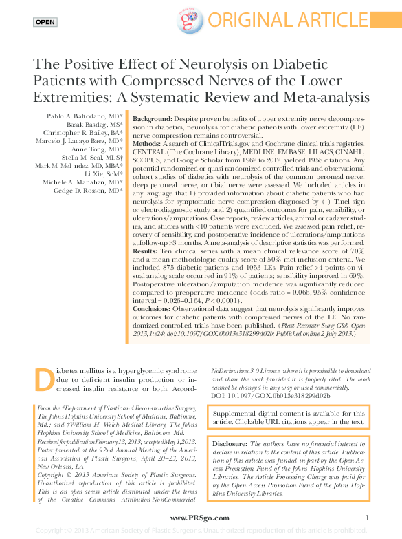 (PDF) The Positive Effect of Neurolysis on Diabetic Patients with ...