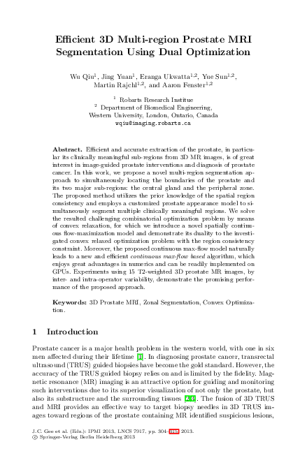 Pdf Efficient 3d Multi Region Prostate Mri Segmentation Using Dual