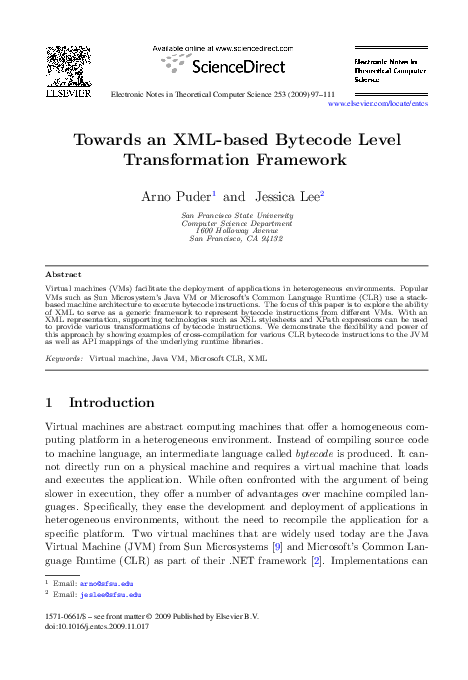 Pdf Towards An Xml Based Bytecode Level Transformation Framework