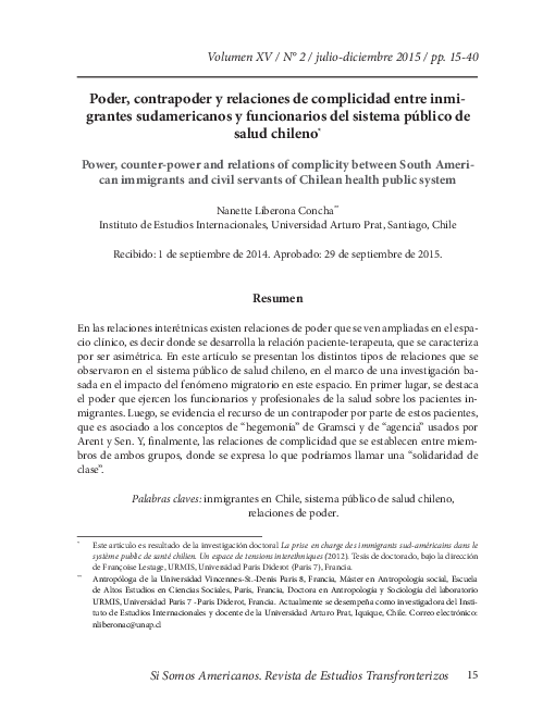(PDF) PODER, CONTRAPODER Y RELACIONES DE COMPLICIDAD ENTRE INMIGRANTES ...