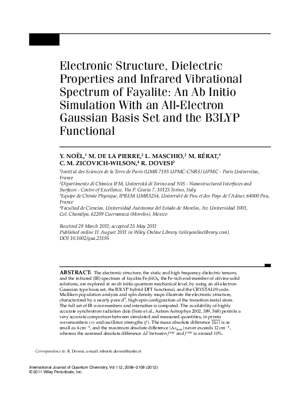 Electronic structure, dielectric properties and infrared vibrational ...