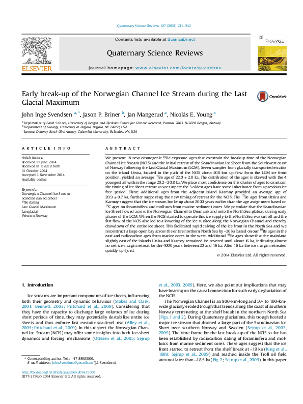 (PDF) Early break-up of the Norwegian Channel Ice Stream during the ...