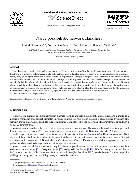 (PDF) Naïve possibilistic network classifiers