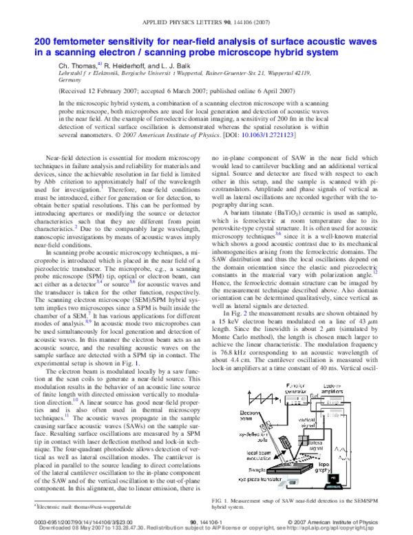 (PDF) 200 fm Sensitivity in Hybrid Acoustic Microscopy