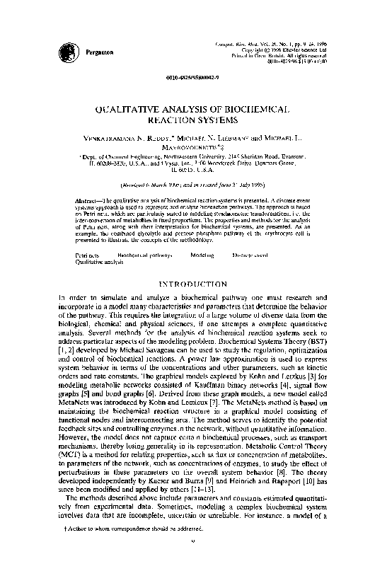 (PDF) Qualitative analysis of biochemical reaction systems