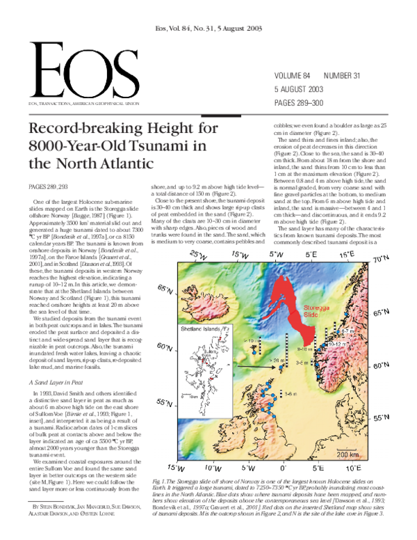 (PDF) Record‐breaking height for 8000‐year‐old tsunami in the North ...