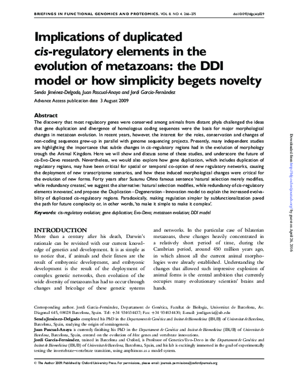 Pdf Implications Of Duplicated Cis Regulatory Elements In The