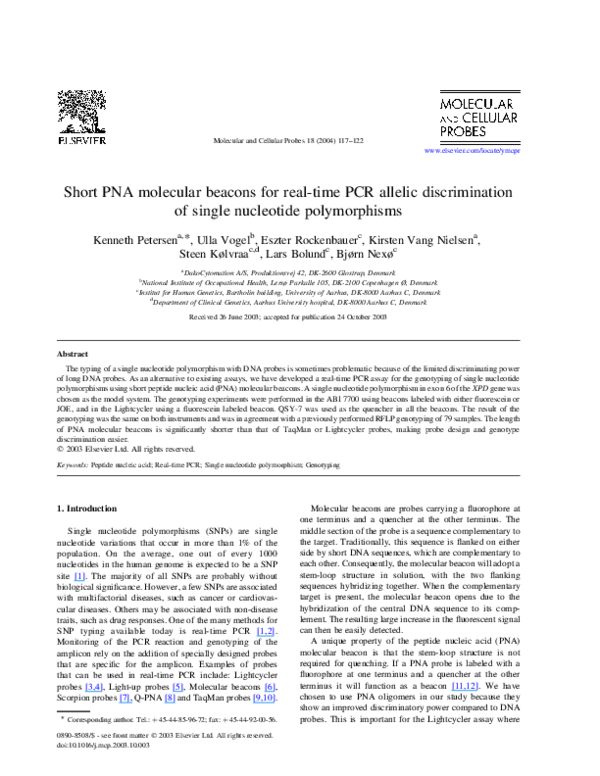 (PDF) Short PNA molecular beacons for real-time PCR allelic ...