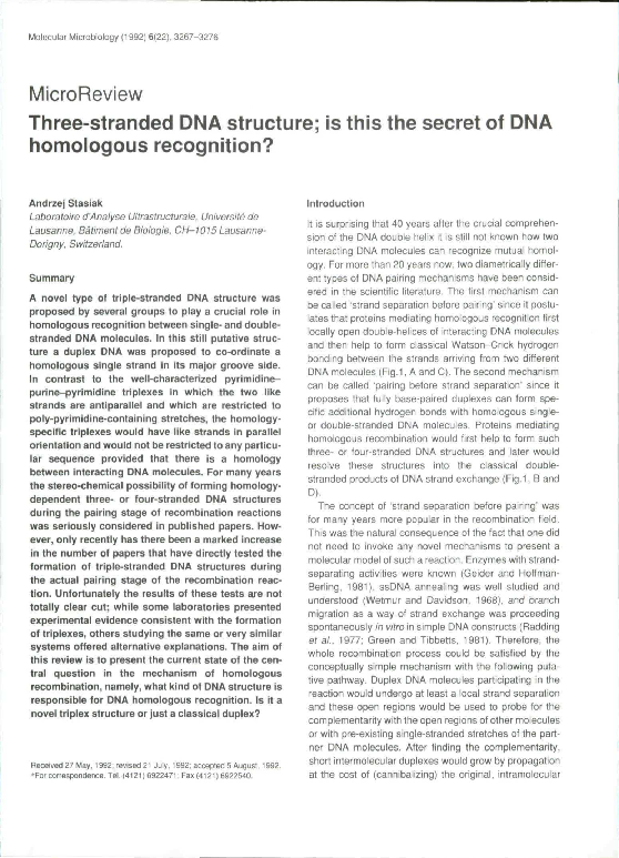 (PDF) Three-stranded DNA structure; is this the secret of DNA ...