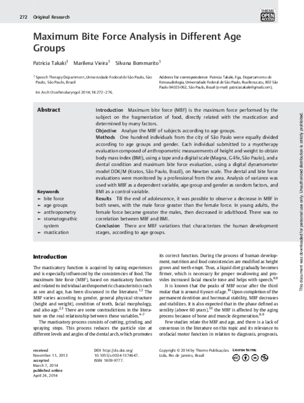 (PDF) Maximum Bite Force Analysis in Different Age Groups