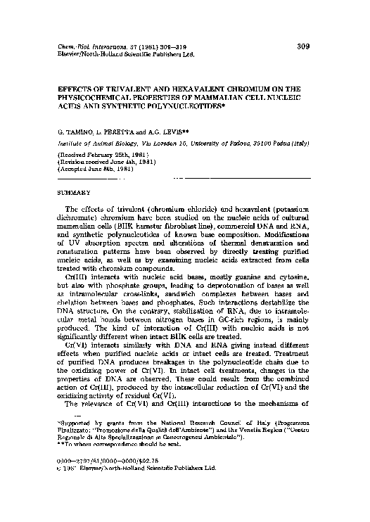 Pdf Effects Of Trivalent And Hexavalent Chromium On The Physicochemical Properties Of