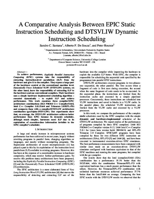 (PDF) A comparative analysis between EPIC static instruction scheduling ...
