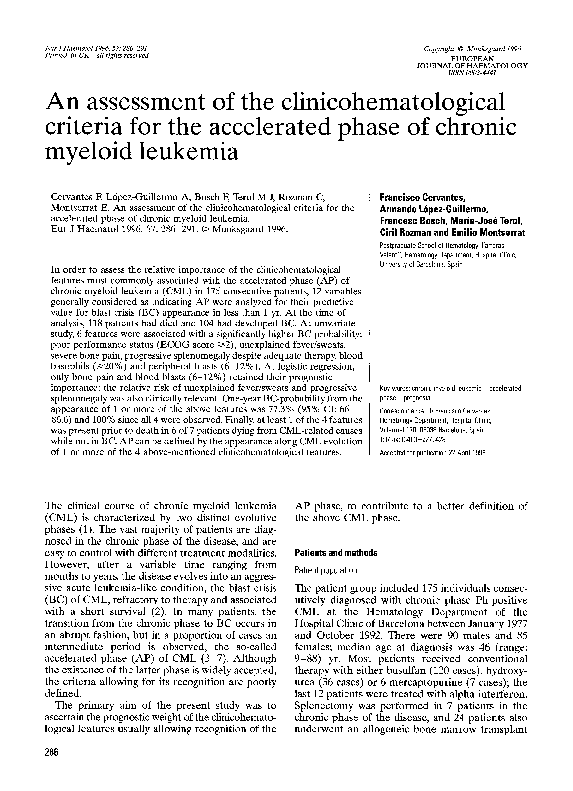 (PDF) An assessment of the clinicohematological criteria for the ...