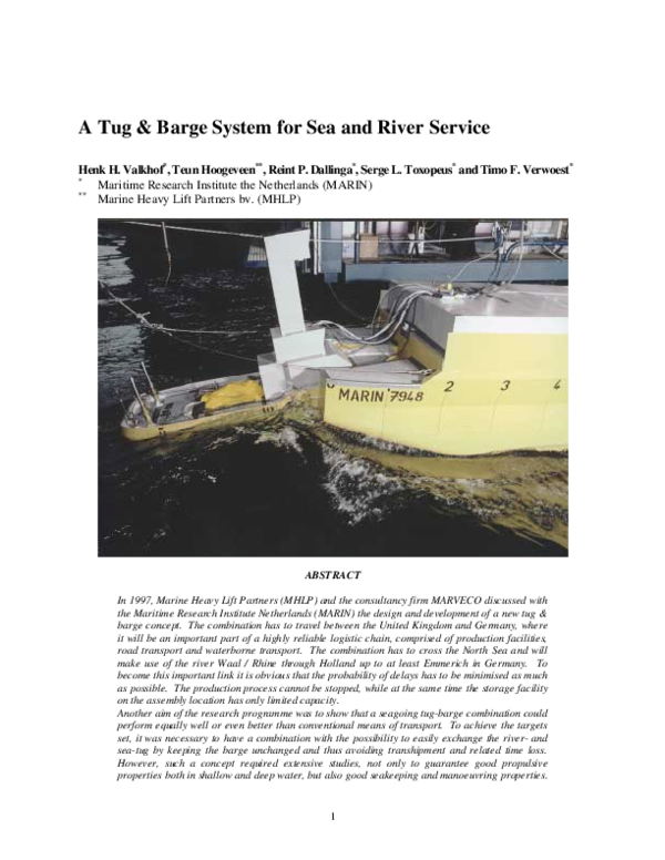 (PDF) A Tug & Barge System for Sea and River Service