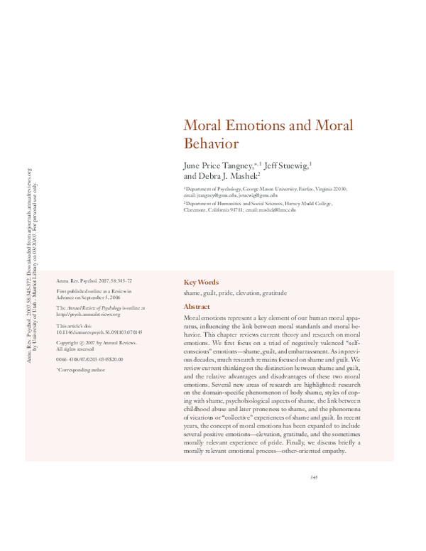 (PDF) Moral Emotions and Moral Behavior