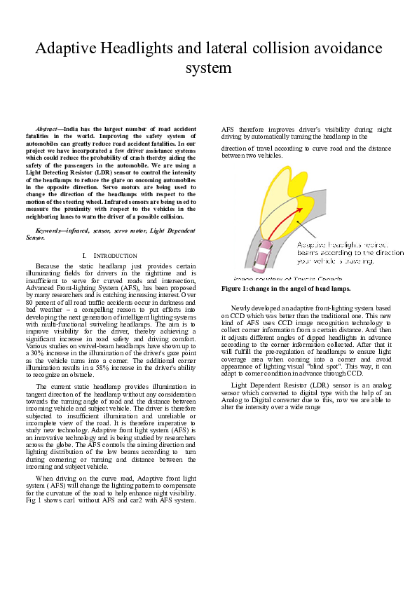 (DOC) Adaptive Headlights and lateral collision avoidance system