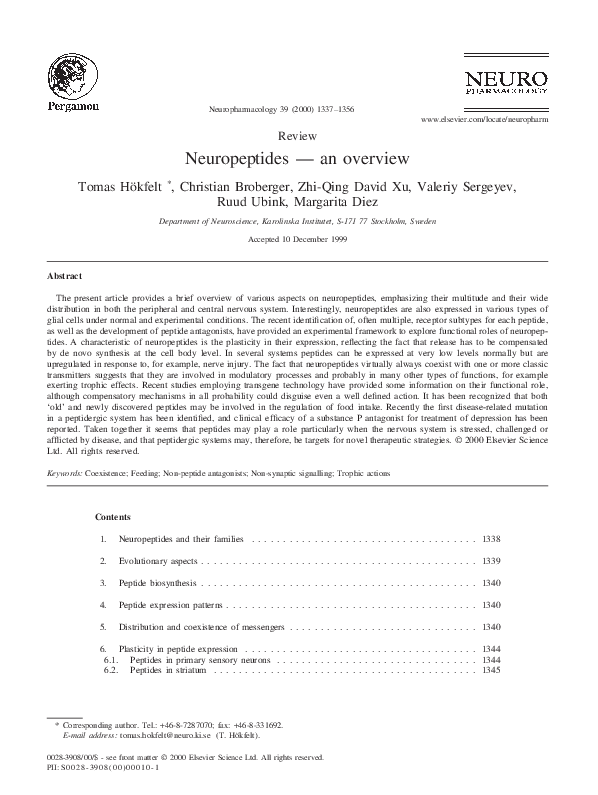 (PDF) Neuropeptides — an overview