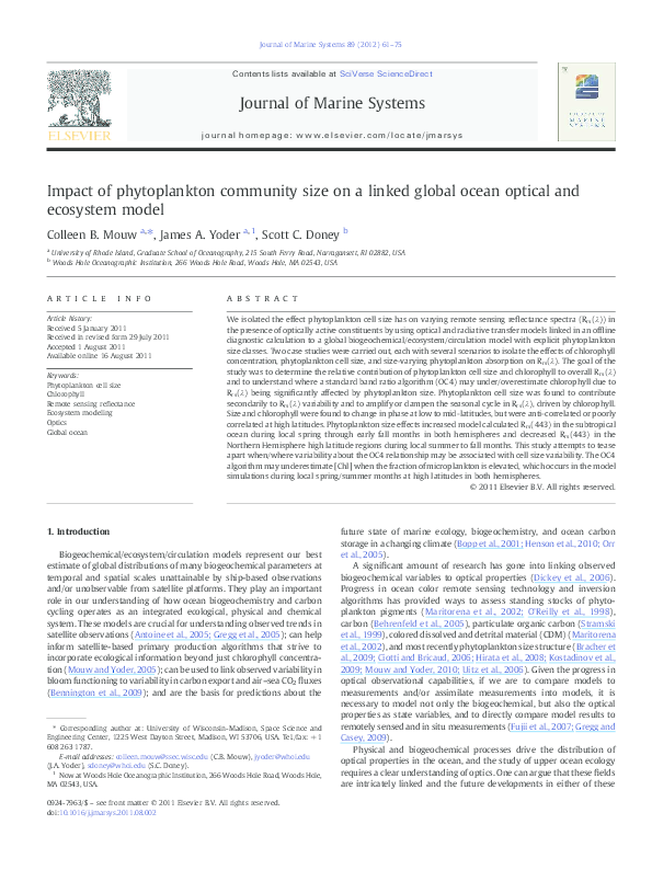 (PDF) Impact of phytoplankton community size on a linked global ocean ...
