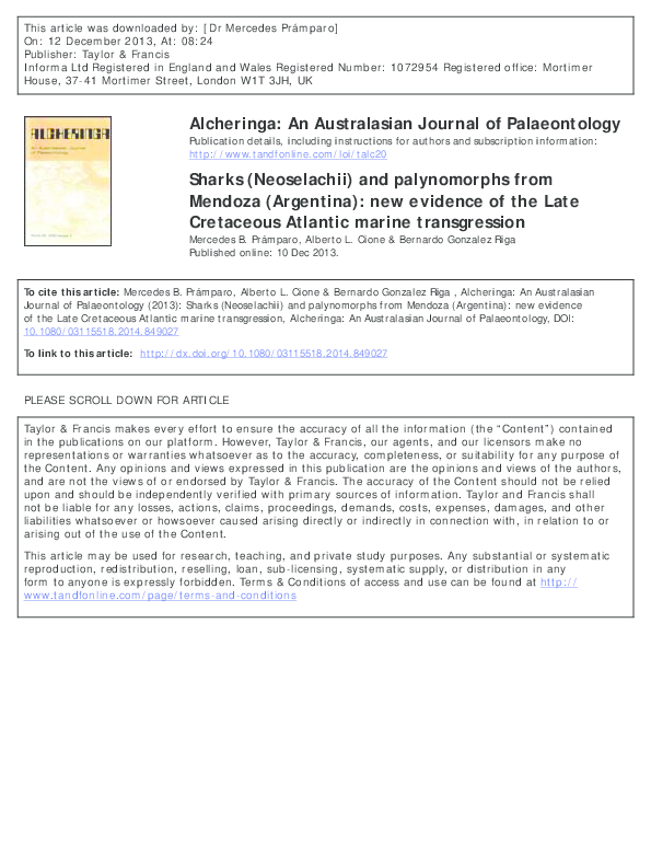 (PDF) Sharks (Neoselachii) and palynomorphs from Mendoza (Argentina ...