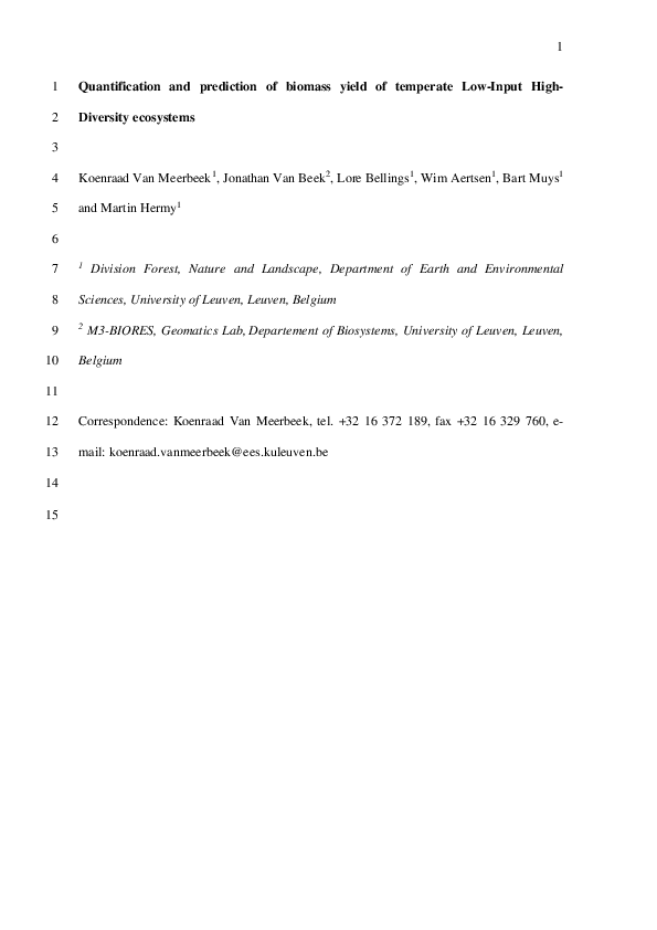 (PDF) Quantification and Prediction of Biomass Yield of Temperate Low ...
