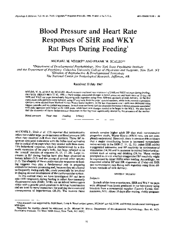 (PDF) Blood pressure and heart rate responses of SHR and WKY rat pups ...