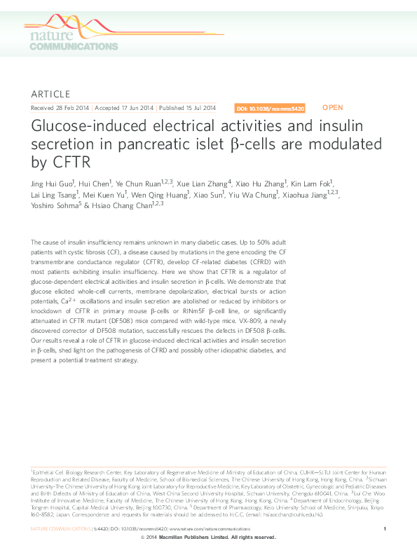 (PDF) Glucose-induced electrical activities and insulin secretion in ...