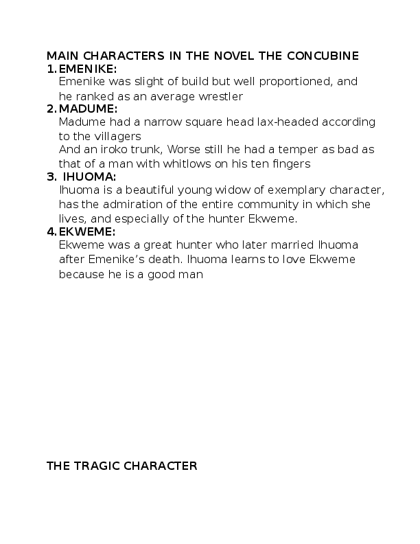 (DOC) MAIN CHARACTERS IN THE NOVEL THE CONCUBINE