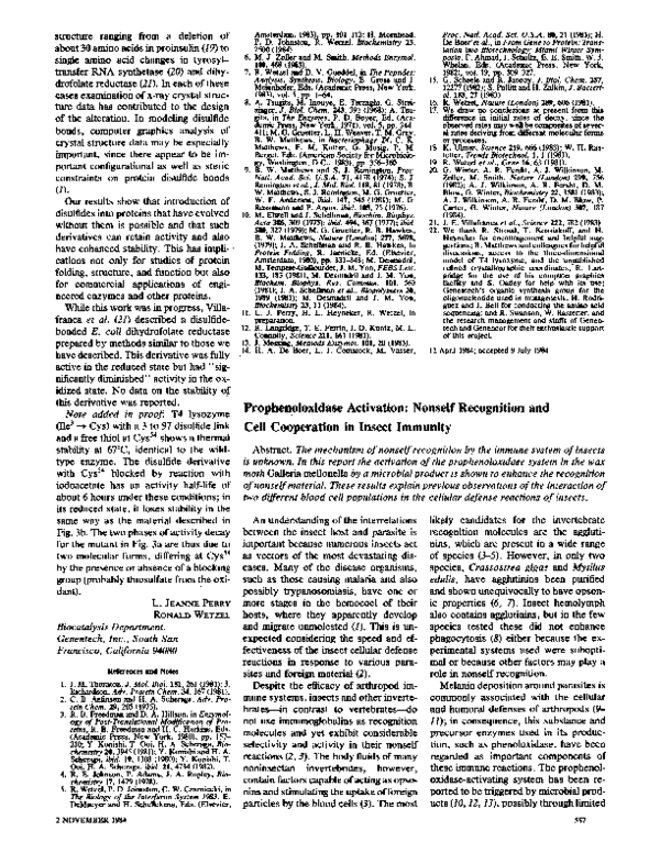 (PDF) Prophenoloxidase activation: nonself recognition and cell ...