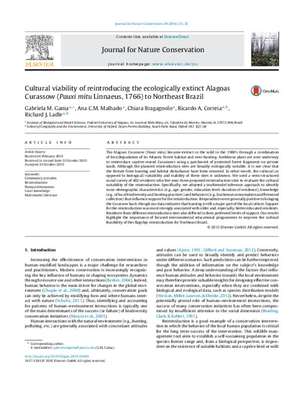 (PDF) Cultural viability of reintroducing the ecologically extinct ...