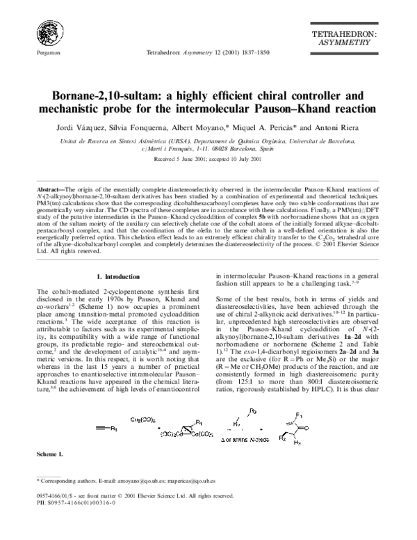 (PDF) Bornane-2,10-sultam: A highly efficient chiral controller and ...