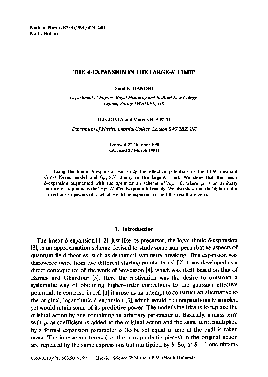 (PDF) The δ-expansion in the large-N limit