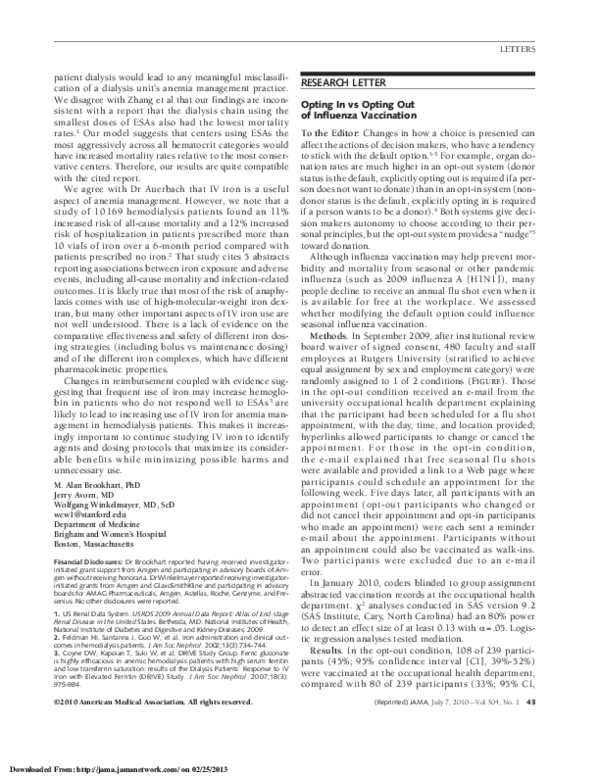 (PDF) Opting In vs Opting Out of Influenza Vaccination