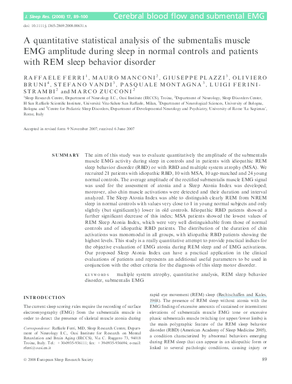 (PDF) A quantitative statistical analysis of the submentalis muscle EMG ...