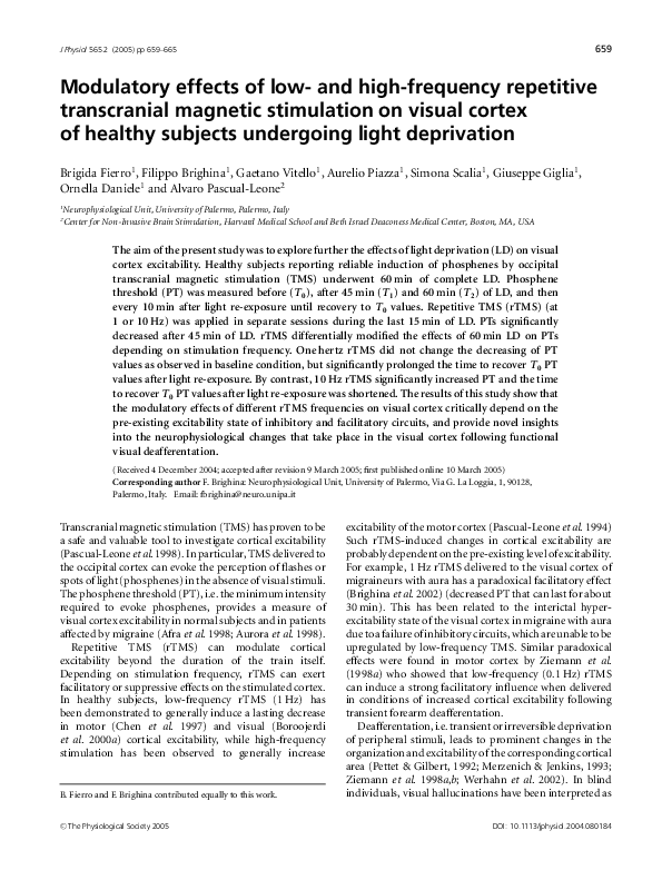 (PDF) Modulatory effects of low- and high-frequency repetitive transcranial magnetic stimulation ...