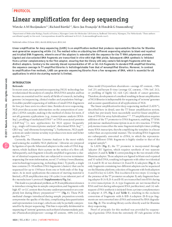 (PDF) Linear amplification for deep sequencing