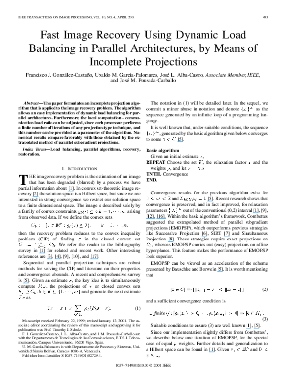 Pdf Fast Image Recovery Using Dynamic Load Balancing In Parallel