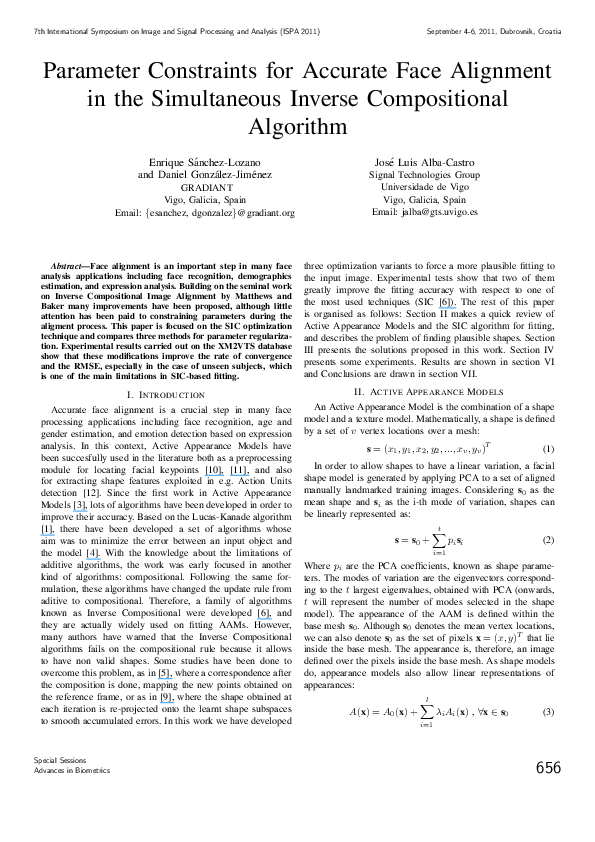 (PDF) Parameter constraints for accurate face alignment in the simultaneous inverse ...
