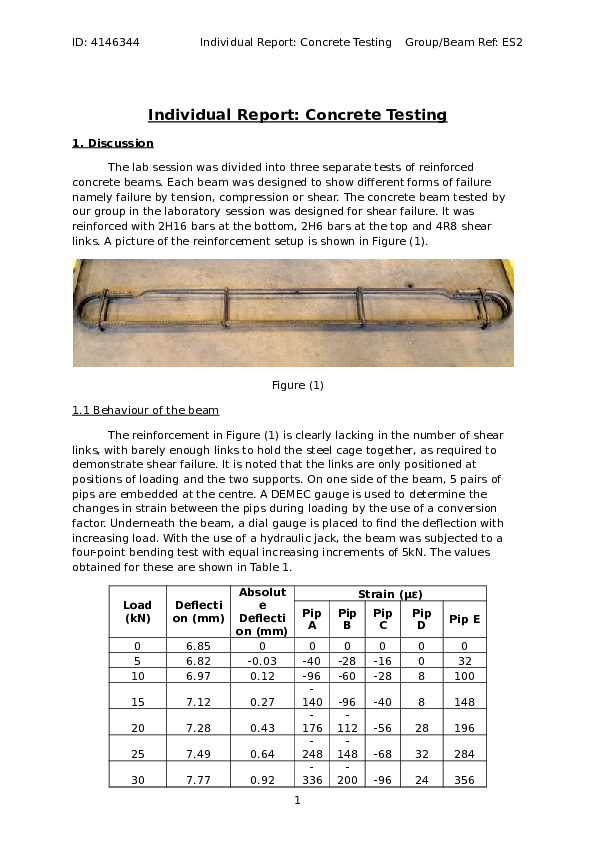 (DOC) Individual Report: Concrete Testing