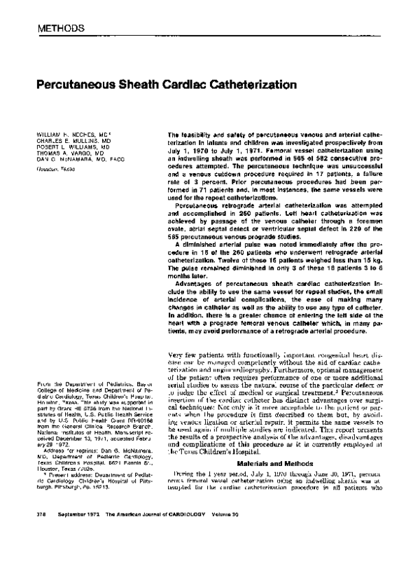 (PDF) Percutaneous sheath cardiac catheterization