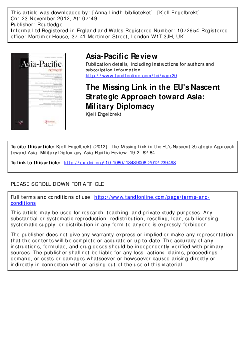 (PDF) Asia-Pacific Review The Missing Link in the EU's Nascent ...