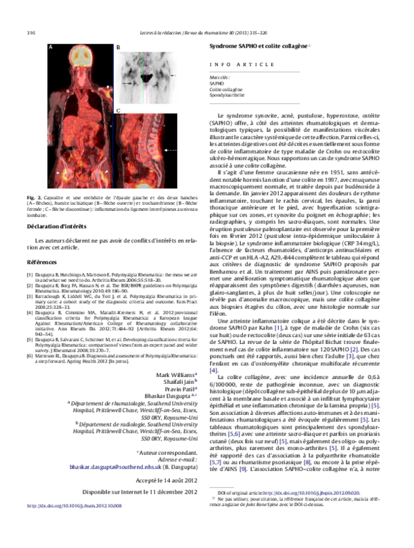 (PDF) Syndrome SAPHO et colite collagène