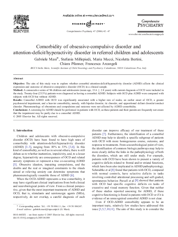 (PDF) Comorbidity of obsessive-compulsive disorder and attention-deficit/hyperactivity disorder ...