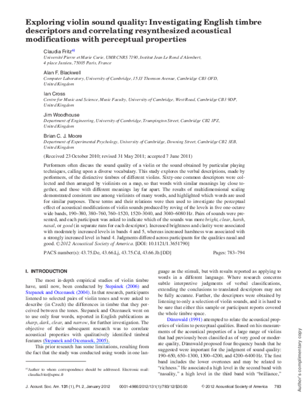 (PDF) Exploring violin sound quality: Investigating English timbre ...