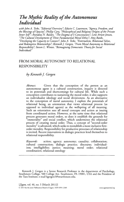(PDF) The Mythic Reality of the Autonomous Individual:FROM MORAL ...