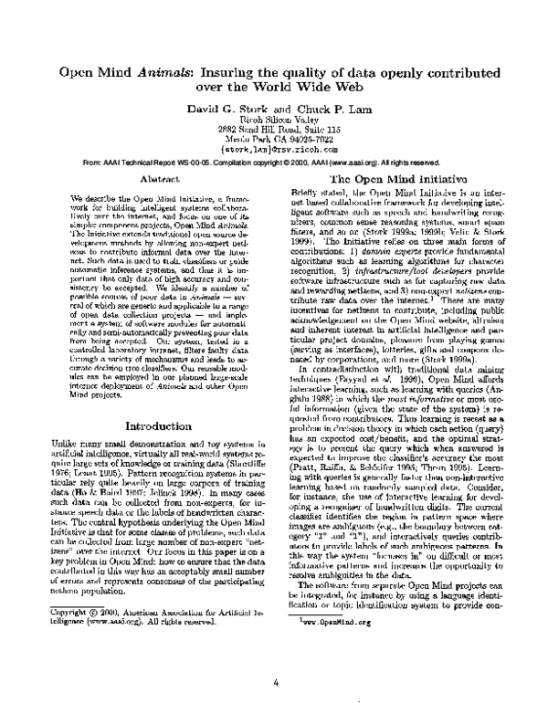 (PDF) Open Mind Animals: Insuring the quality of data openly ...