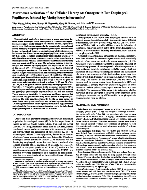 (PDF) Mutational activation of the cellular Harvey ras oncogene in rat ...