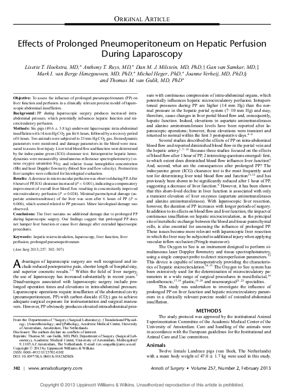 (PDF) Effects of Prolonged Pneumoperitoneum on Hepatic Perfusion During ...