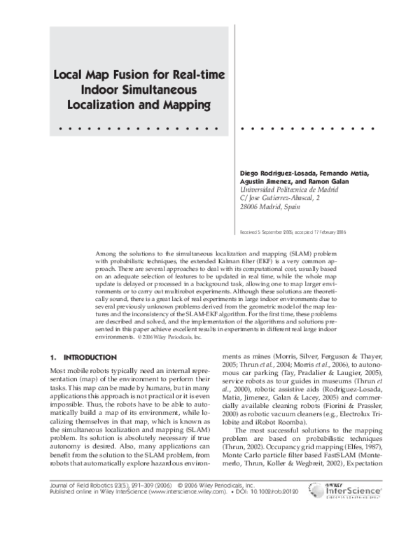 (PDF) Local map fusion for real-time indoor simultaneous localization and mapping