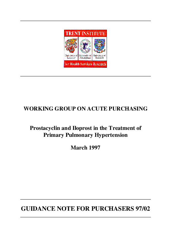 Prostacyclin and Iloprost in the Treatment of Primary Pulmonary ...