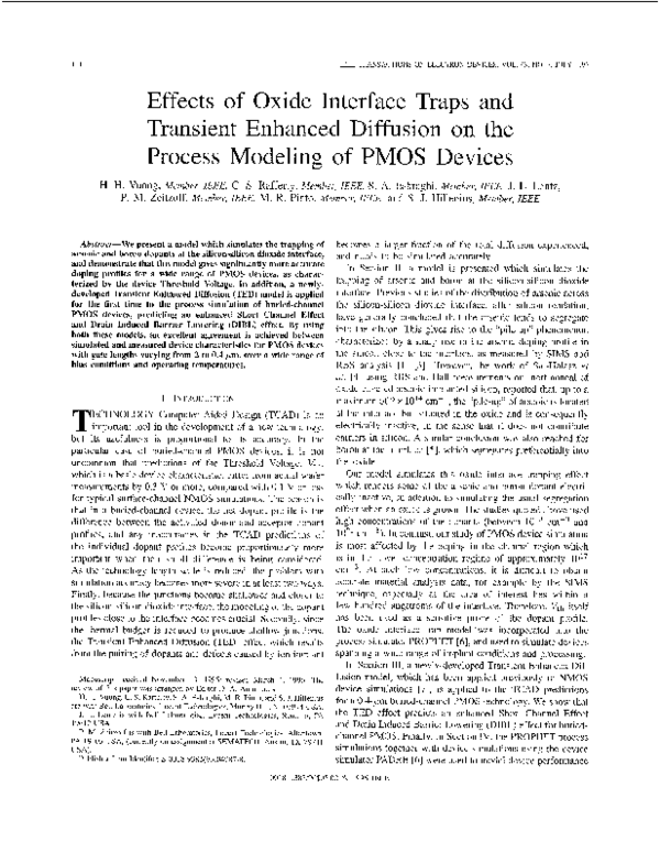 (PDF) Effects of oxide interface traps and transient enhanced diffusion on the process modeling ...
